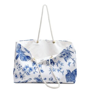 Chinoserie Toile Tote Bag |blue Toile Purse |weekend Travel Bag|toile ...
