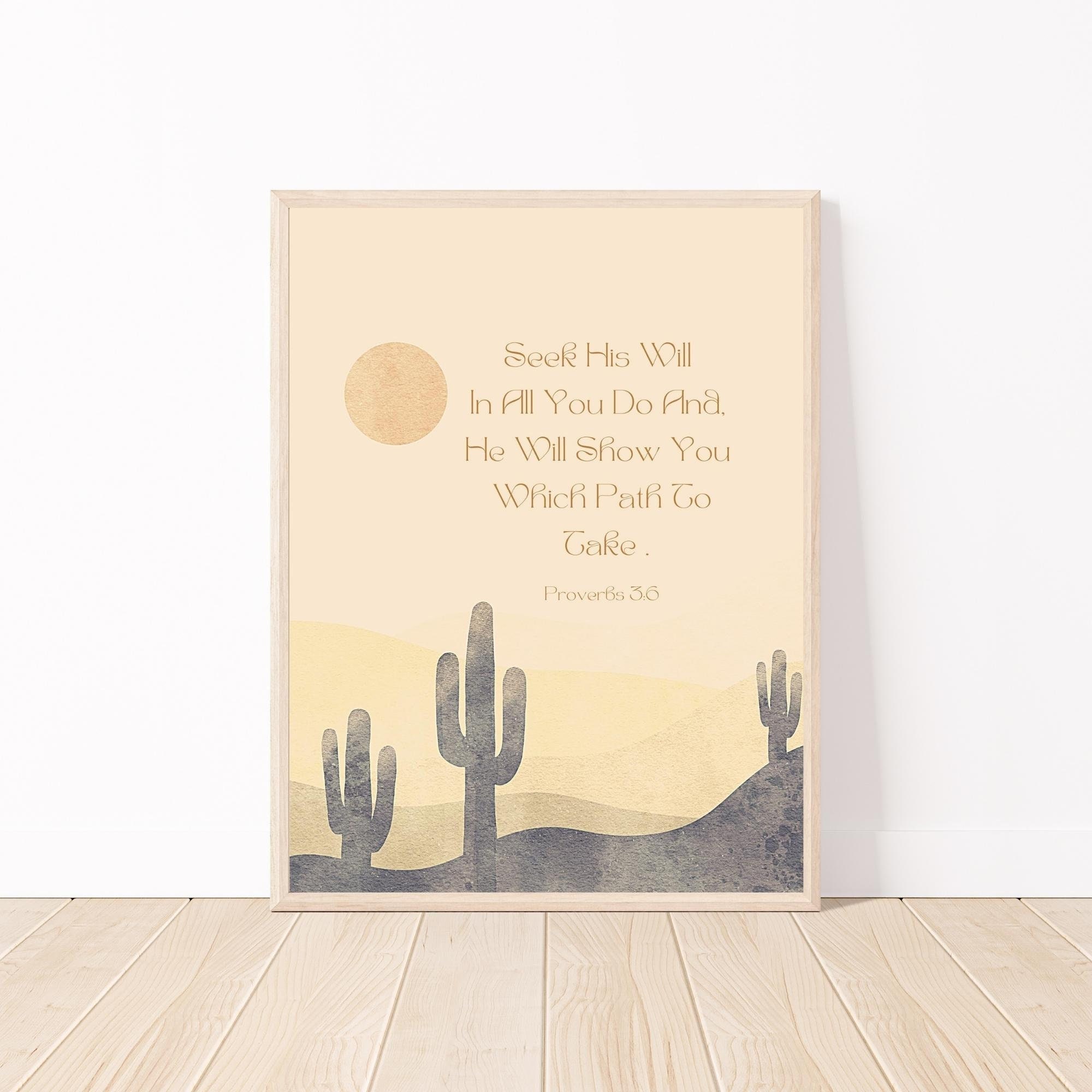 Proverbs 3 Cactus Printable Proverbs Wall Art Cactus Poster Scripture ...