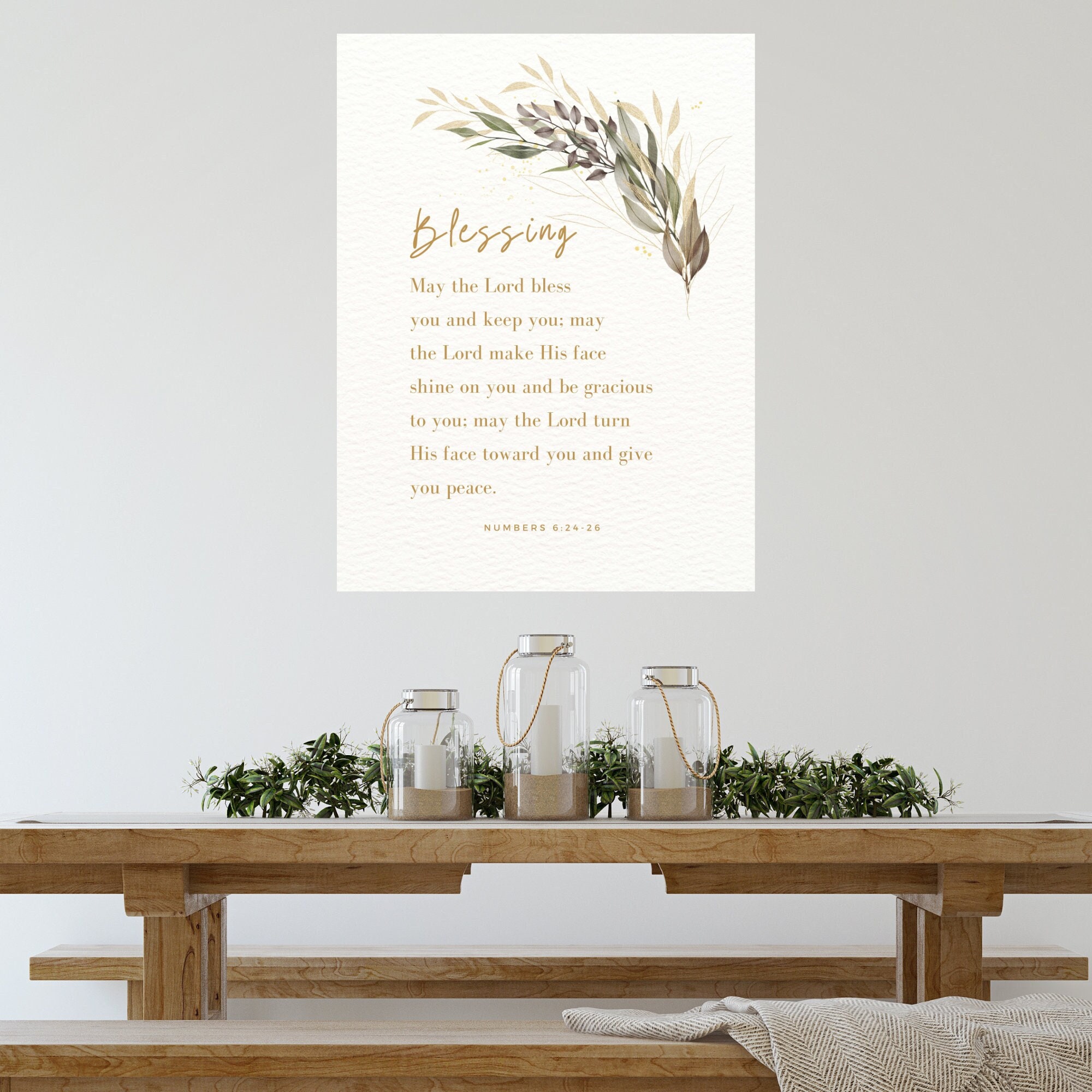 The Blessing Lyrics Wall Art Numbers 6 24 26 Sign Scripture Canvas aaronic Blessingmay the Lord ...