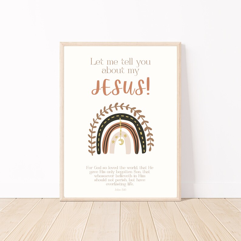 Boho Christian Art Rainbow Artwork Bible Verse Posterjohn 3 - Etsy