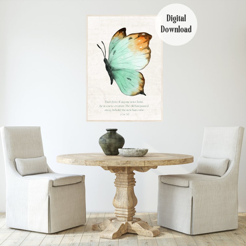 2 Corinthians 5 17 Butterfly Poster|new Creation Large Scripture Sign ...