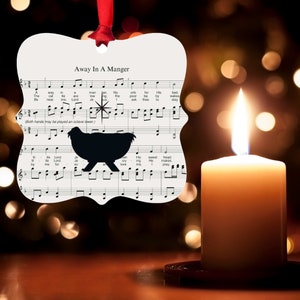 Away in A Manger Sheet Music Ornament| Baby Jesus Nativity Ornament ...