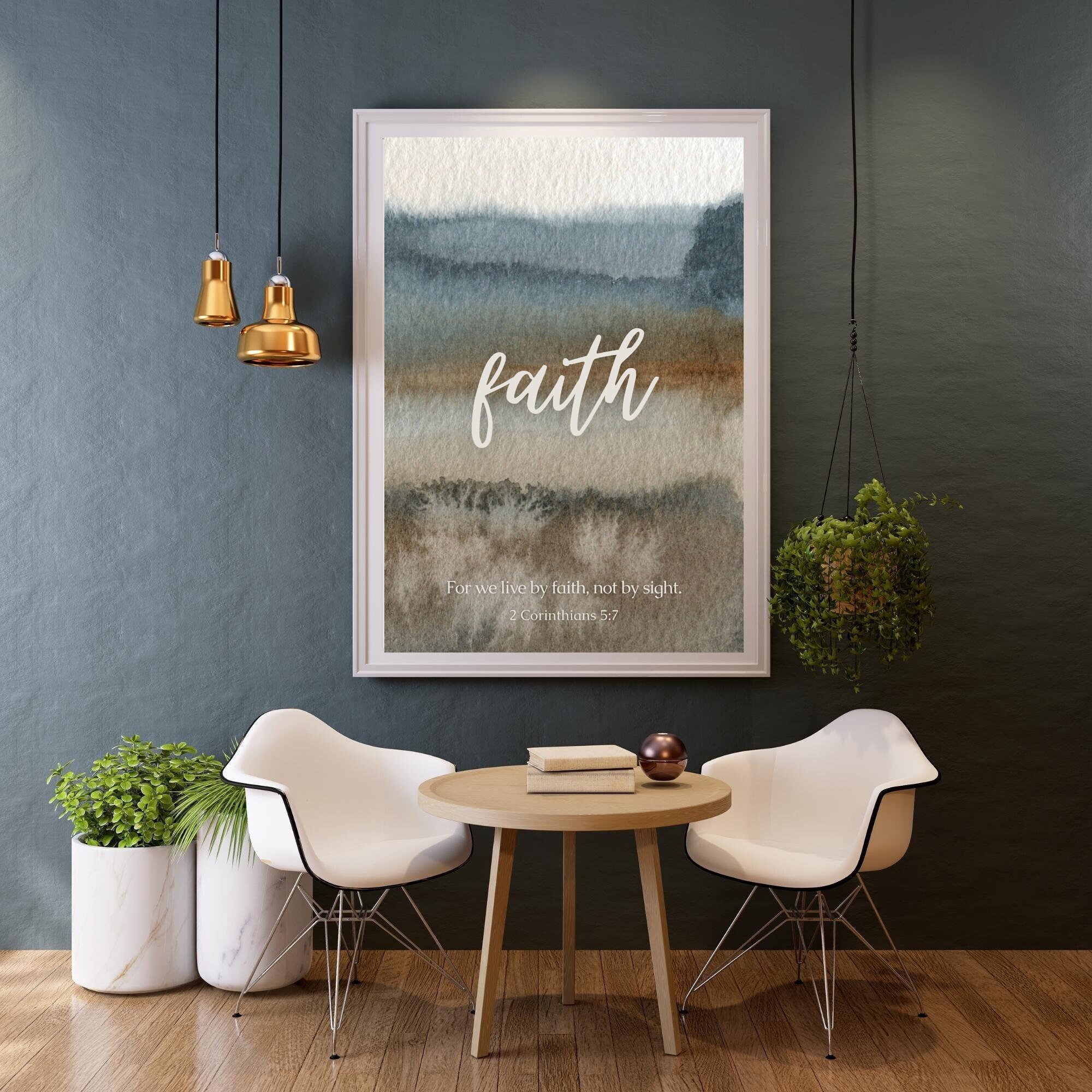 Faith Printable Walk by Faith 2 Corinthians 5:7 Christian Watercolor ...