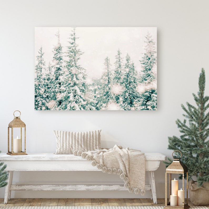 Winter Tree Wonderland Canvas Art: Snowy Evergreen Forest Print - Etsy