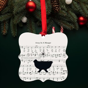 Away in A Manger Sheet Music Ornament| Baby Jesus Nativity Ornament ...