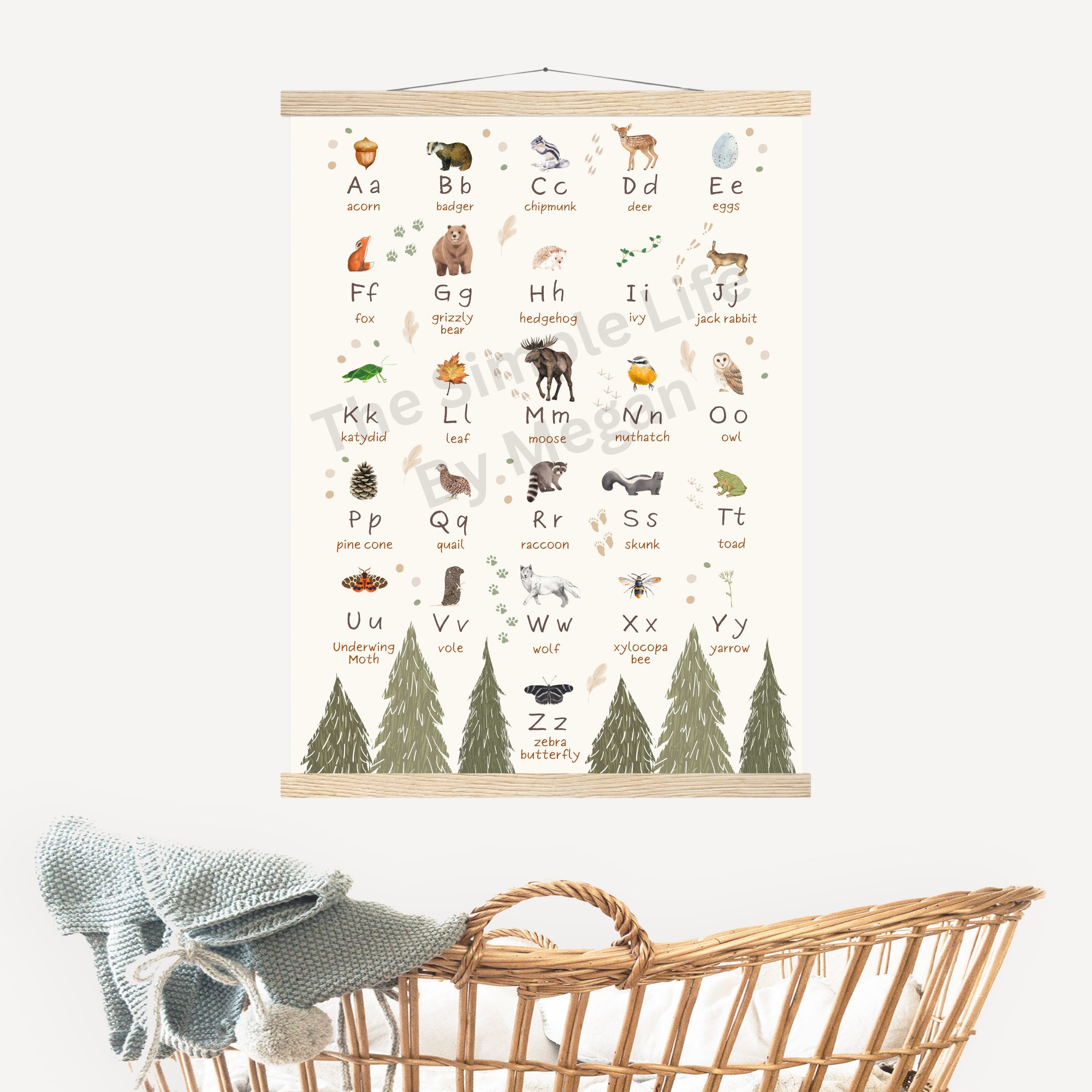 Woodland Animal Alphabet Poster: Educational Nursery Wall Art - Etsy