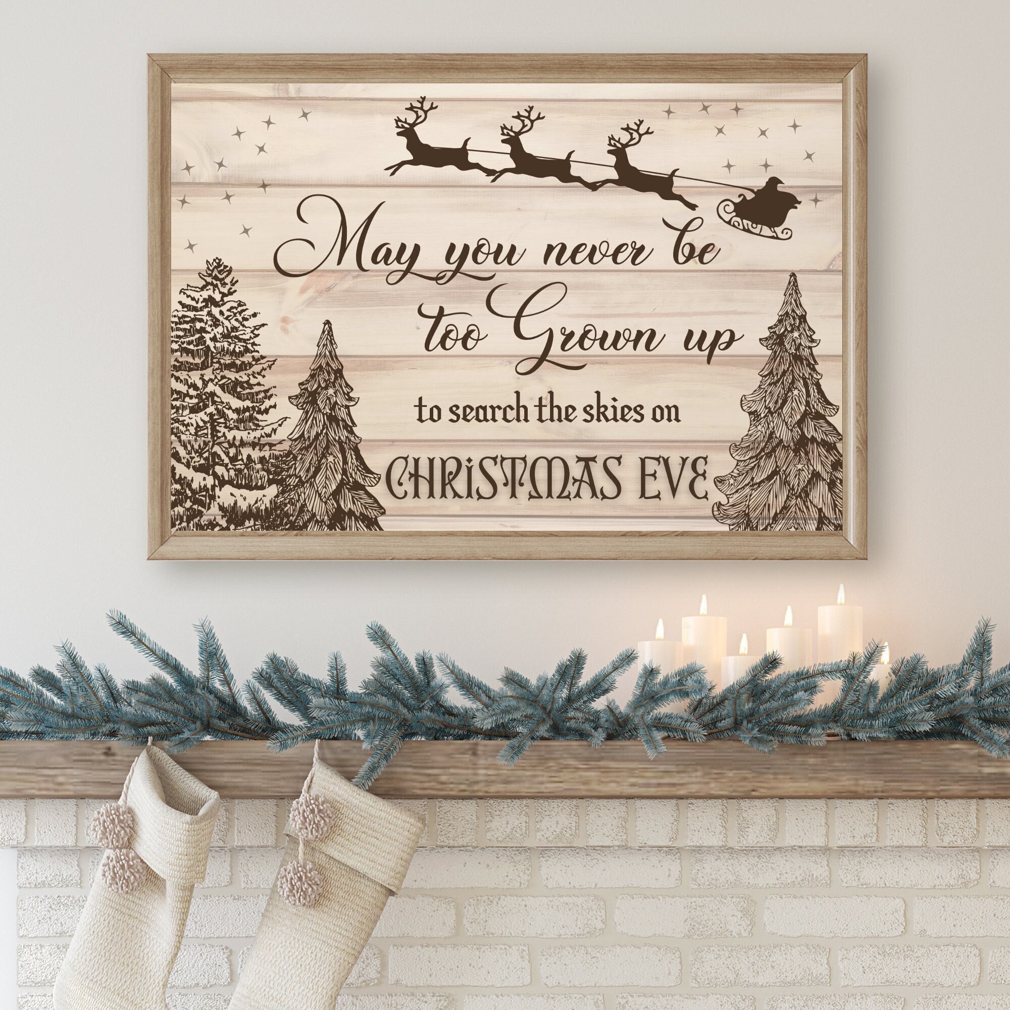 We Believe Sign Christmas Eve Sign Vintage Santa Print Christmas Sleigh ...