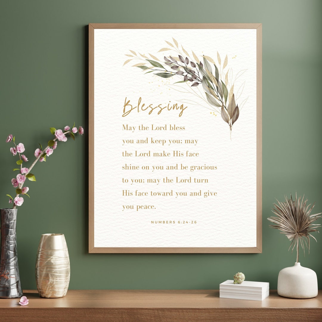 The Blessing Lyrics Wall Art| Numbers 6 24 26 Sign Scripture Poster |aaronic Blessing|may the ...