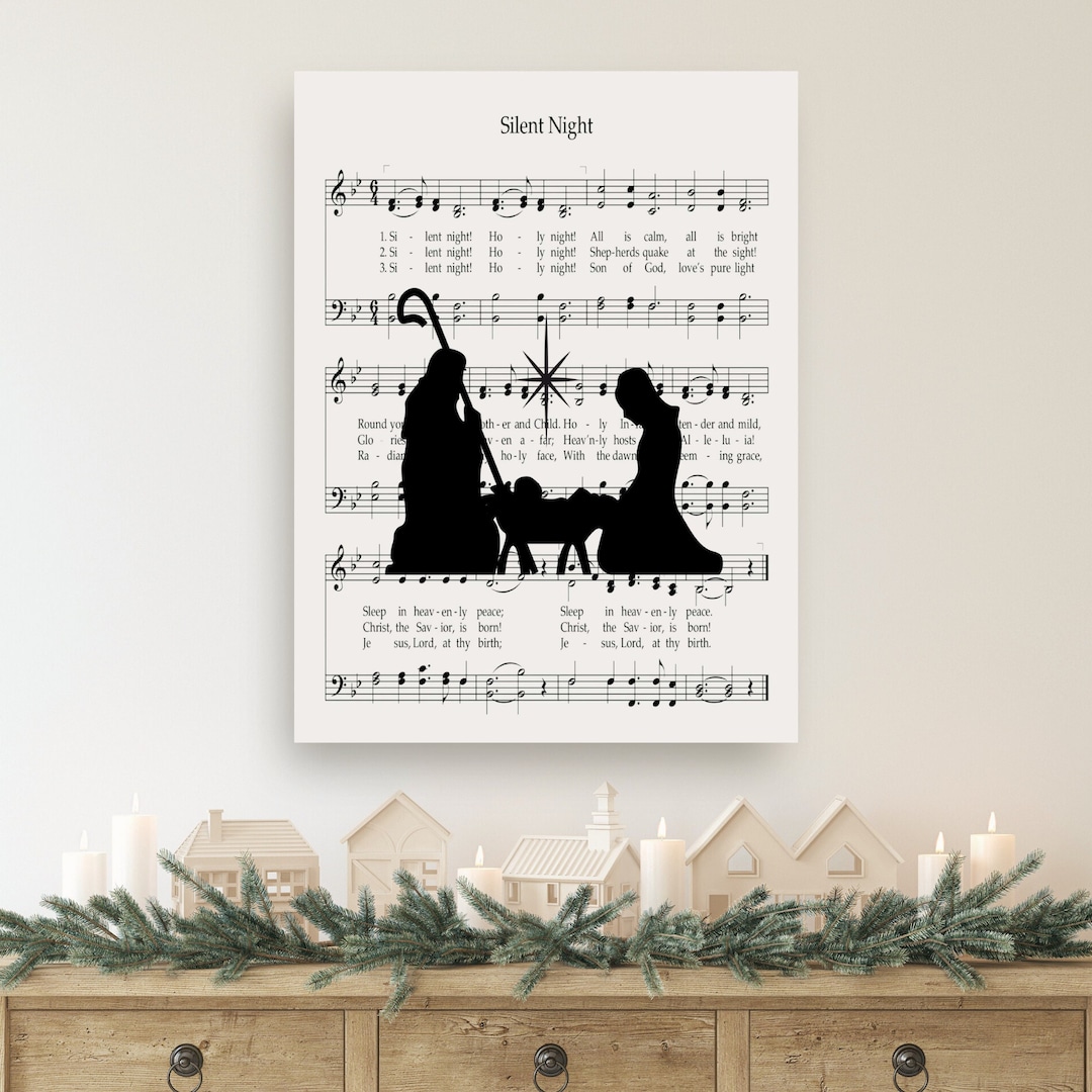 Silent Night Nativity Scene Sheet Music Canvas Wall Art - Etsy