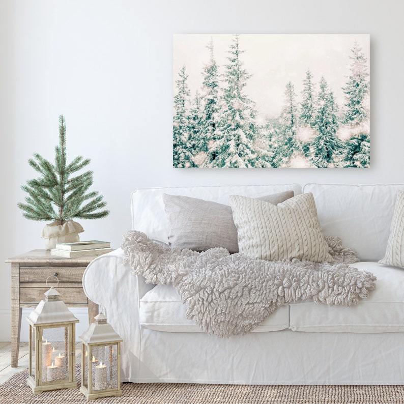Winter Tree Wonderland Canvas Art: Snowy Evergreen Forest Print - Etsy