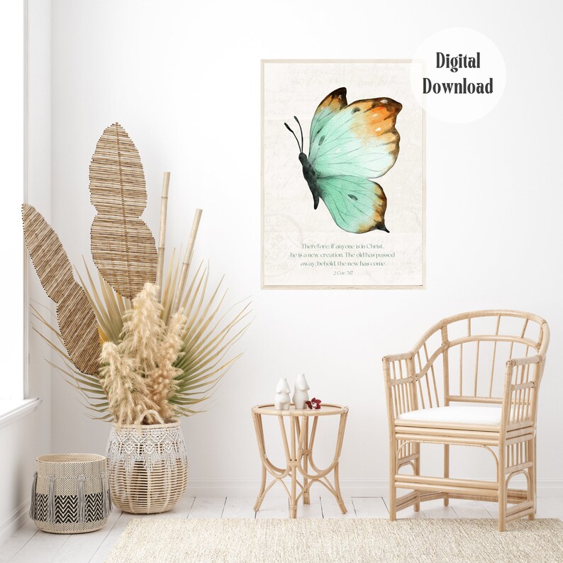 2 Corinthians 5 17 Butterfly Poster|new Creation Large Scripture Sign ...