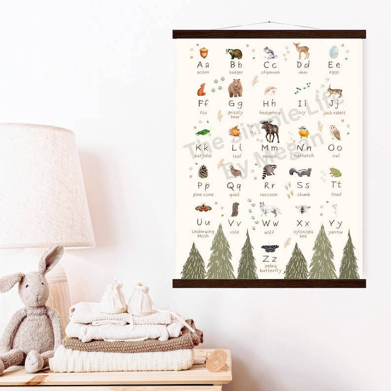 Woodland Animal Alphabet Poster: Educational Nursery Wall Art - Etsy