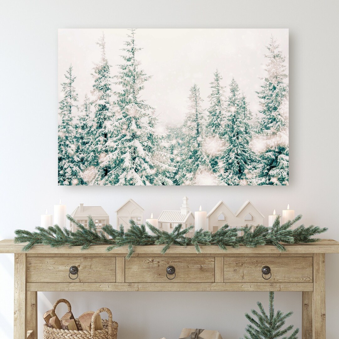 Winter Tree Wonderland Canvas Art: Snowy Evergreen Forest Print - Etsy