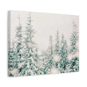 Winter Tree Wonderland Canvas Art: Snowy Evergreen Forest Print - Etsy