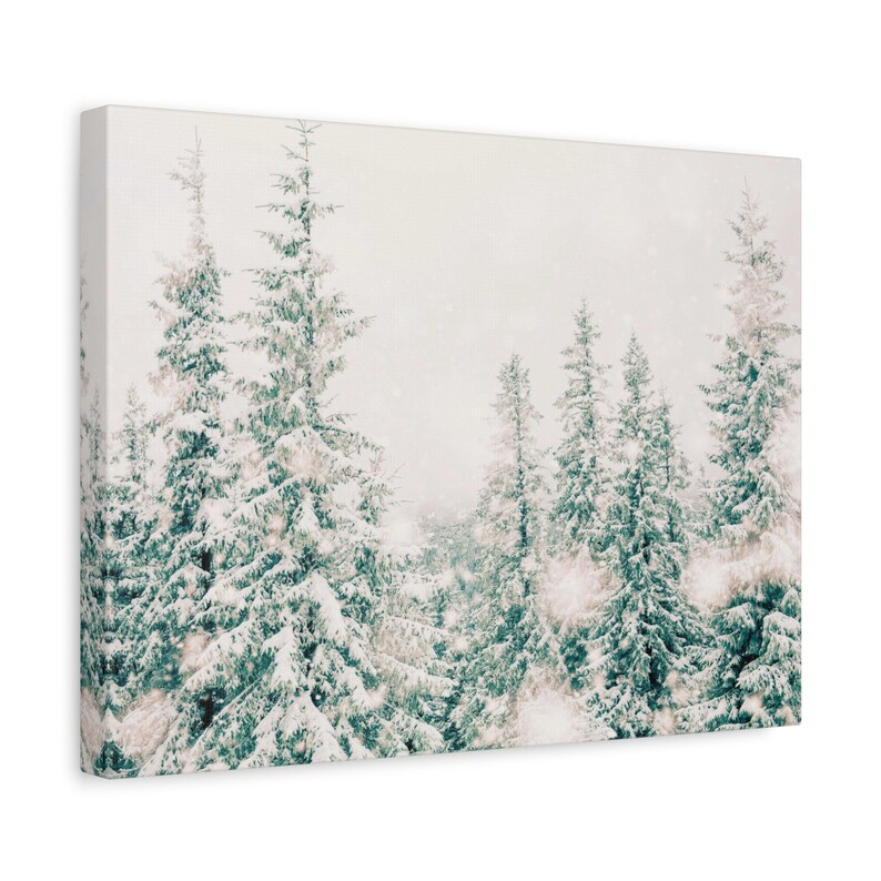 Winter Tree Wonderland Canvas Art: Snowy Evergreen Forest Print - Etsy