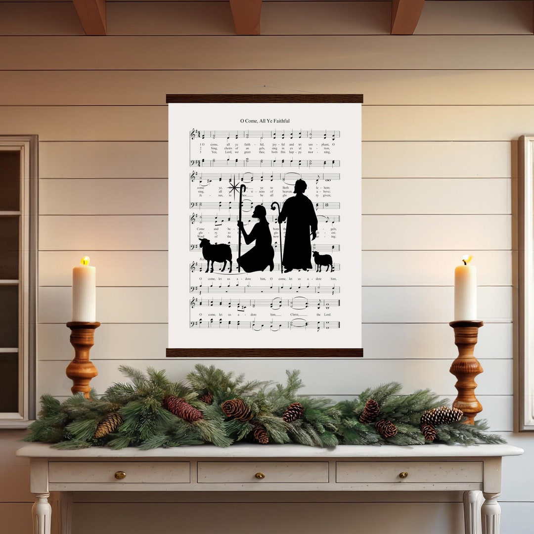 Nativity Scene Christmas Carol Art Print: O Come All Ye Faithful - Etsy