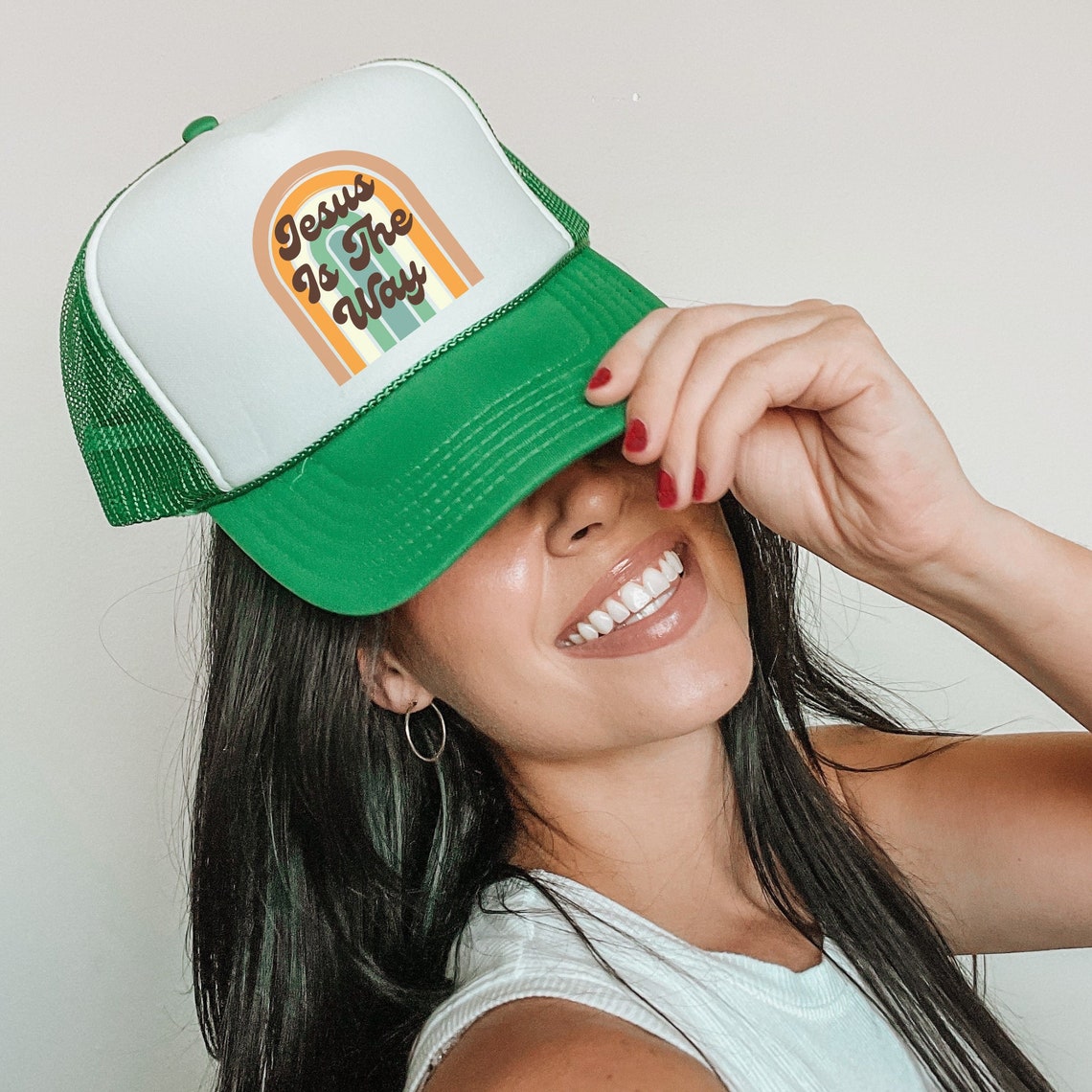 Christian Hat Jesus is the Way Womens Trucker Hat Green - Etsy