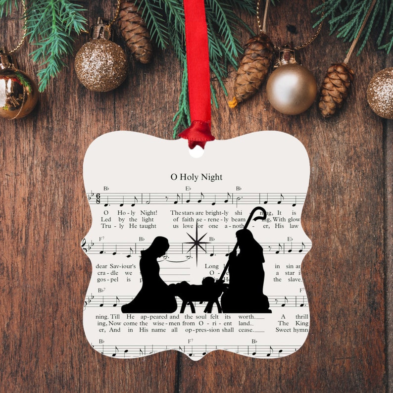O Holy Night Nativity Ornament Christmas Sheet Music Ornament nativity ...