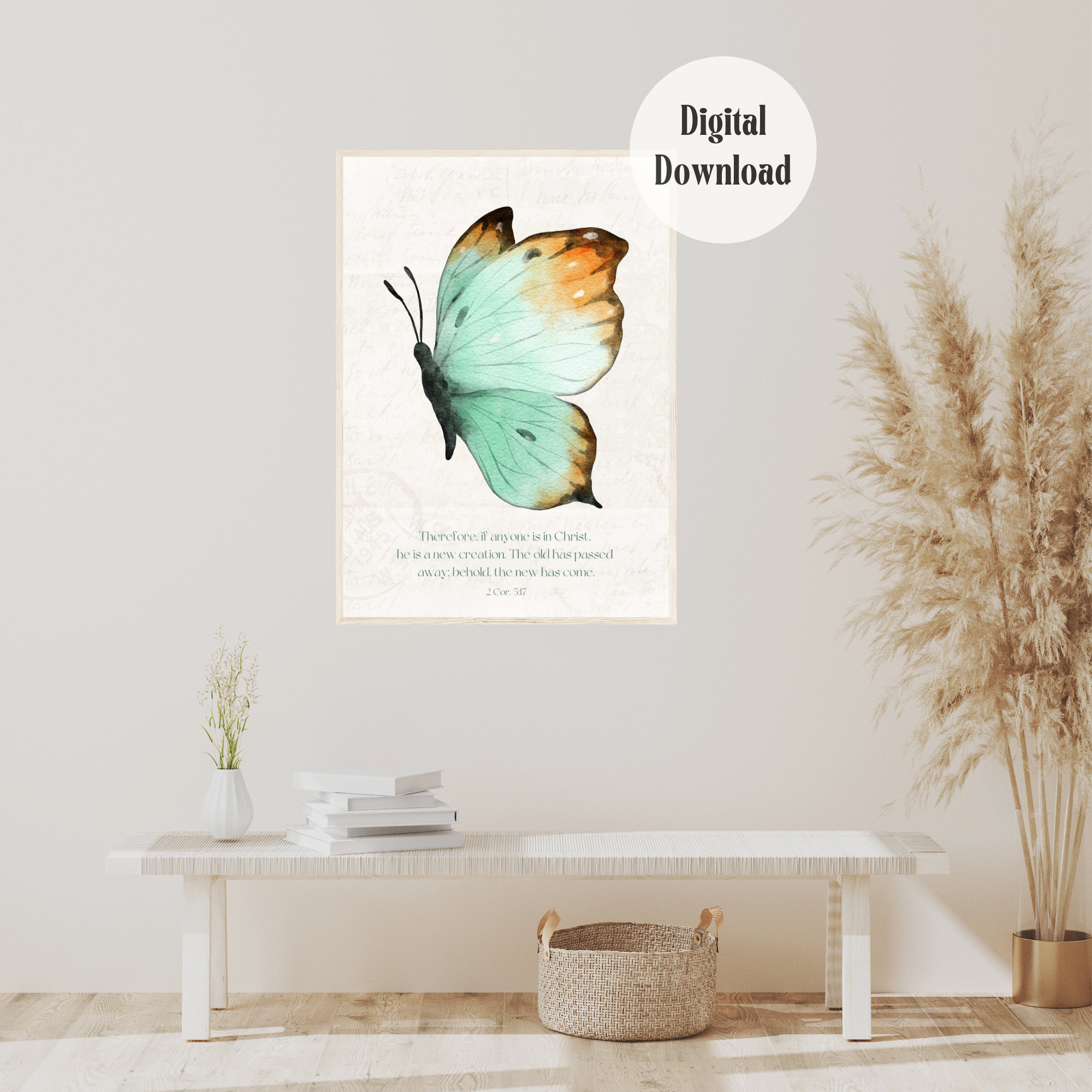 2 Corinthians 5 17 Butterfly Poster|new Creation Large Scripture Sign ...