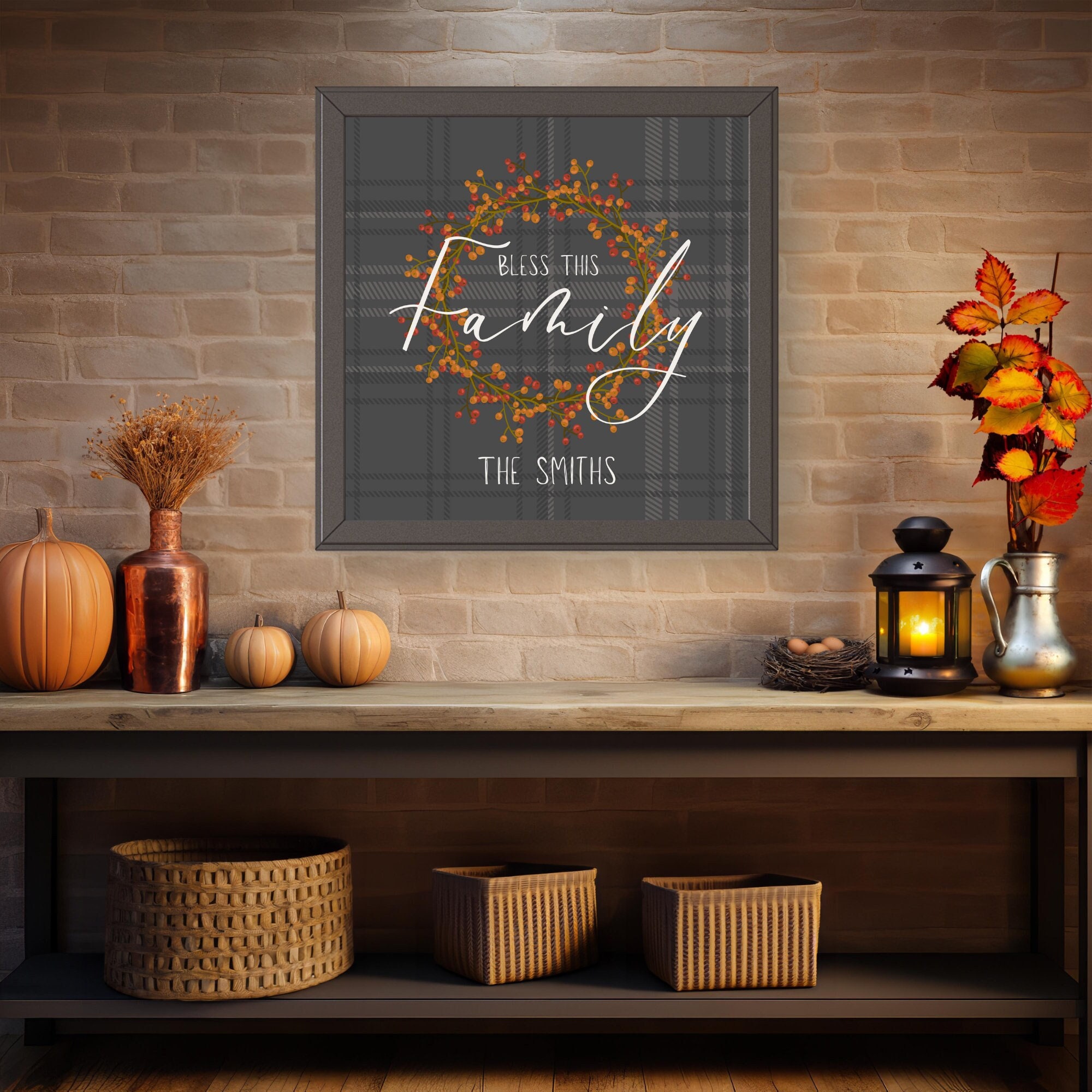 Custom Fall Sign Bless This House Last Name Sign Fall Wall - Etsy