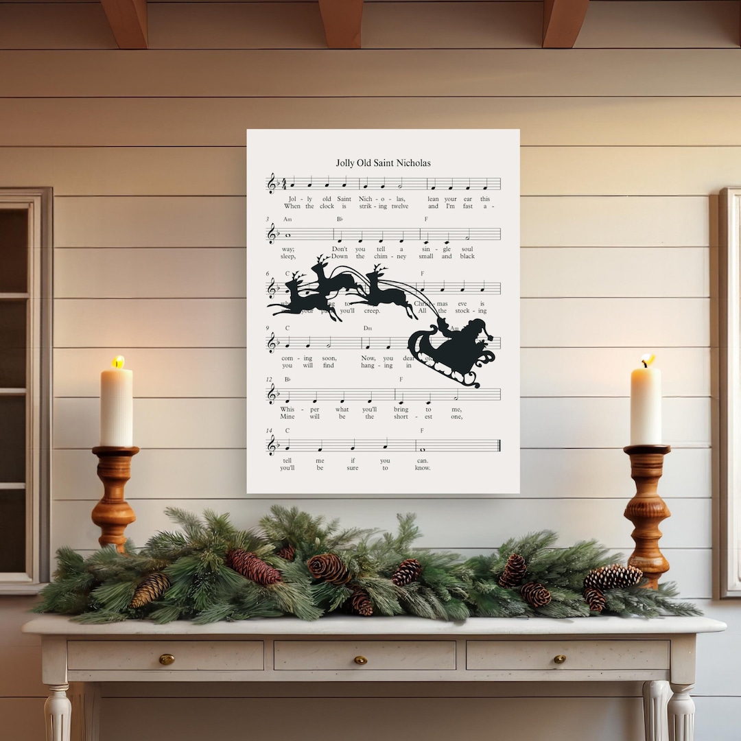 St Nicholas Song Lyric Wall Art |. Jolly Old Saint Nicholas Christmas ...