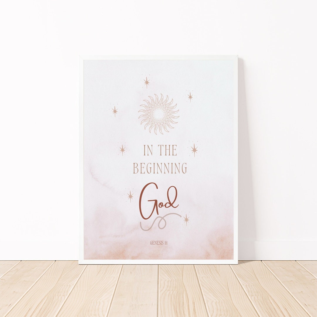 Boho Christian Art Bible Verse Poster Faith Printable |in the Beginning ...