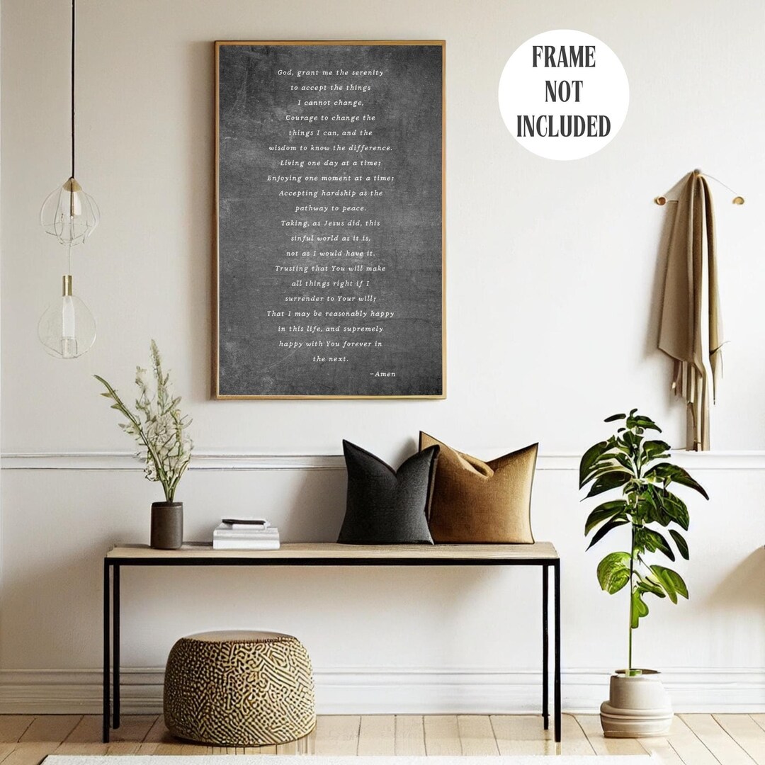 Serenity Prayer Poster | AA NA Anniversary Gift, Reinhold Niebuhr - Etsy