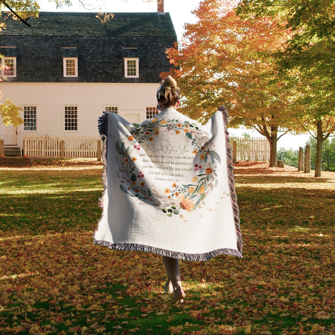 Aaronic Blessing Woven Blanket | Numbers 6:24-26 Botanical Tapestry - Etsy