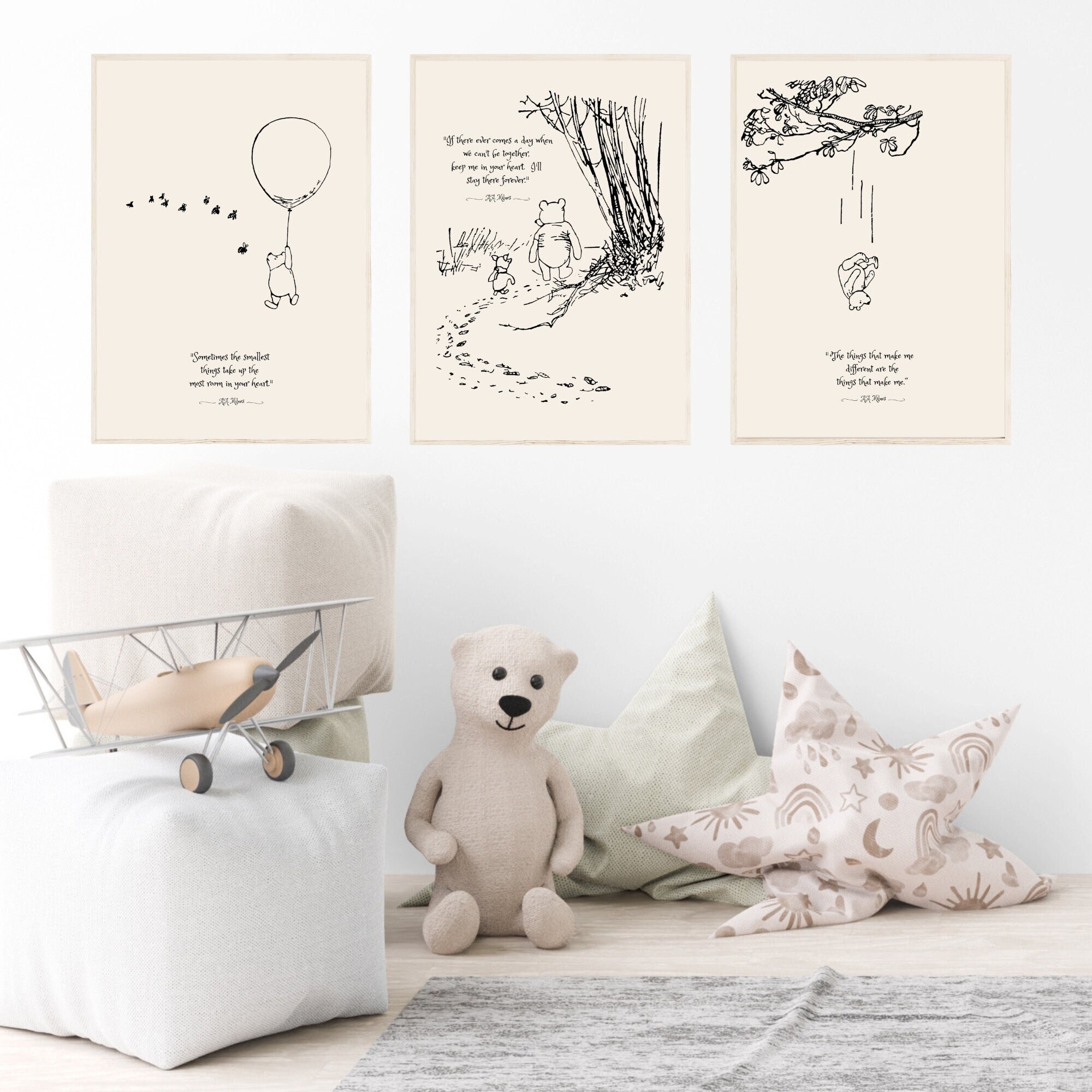 Whinnie the Pooh Classic Pooh Print 3 Piece Wall Art Winnie - Etsy