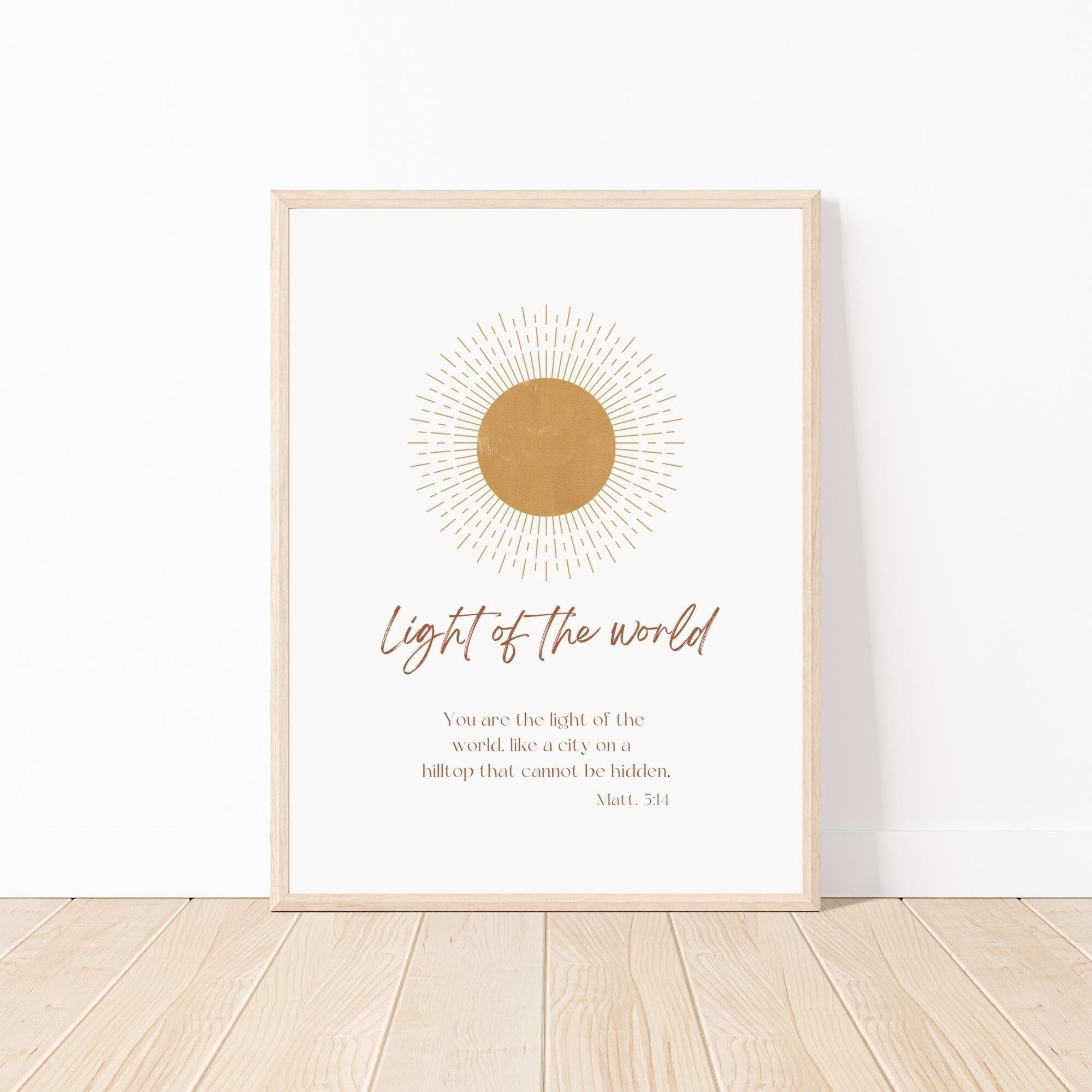 Matthew 5 14 Light of the World Faith Printable Boho Christian Art ...