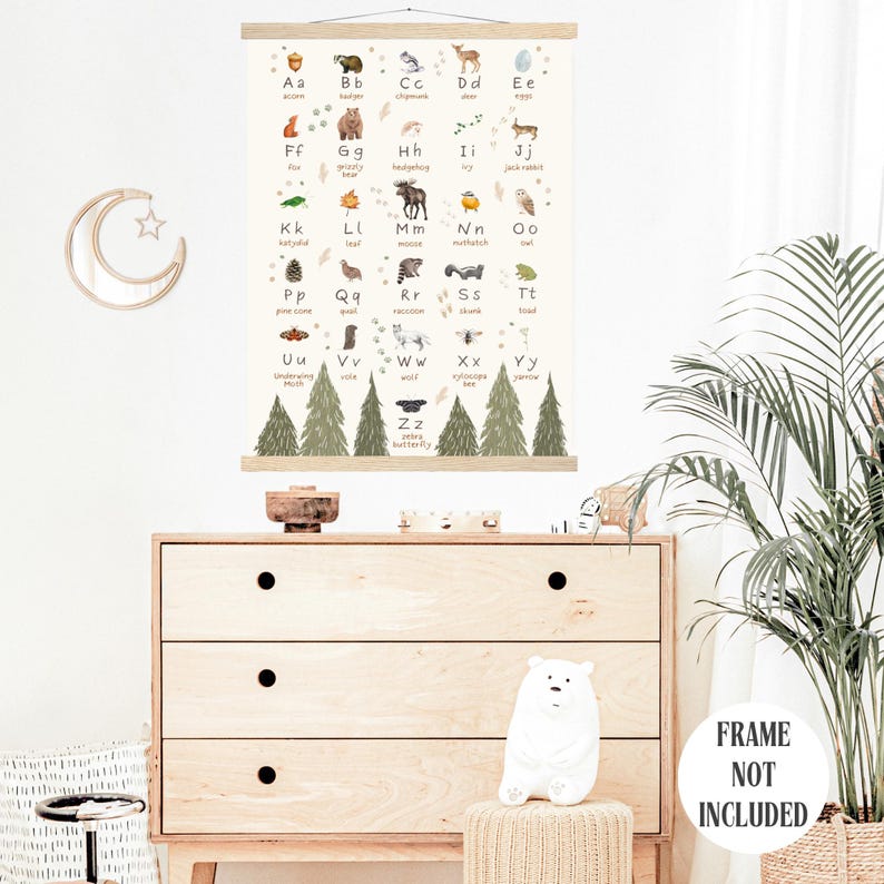 Woodland Animal Alphabet Poster: Educational Nursery Wall Art - Etsy