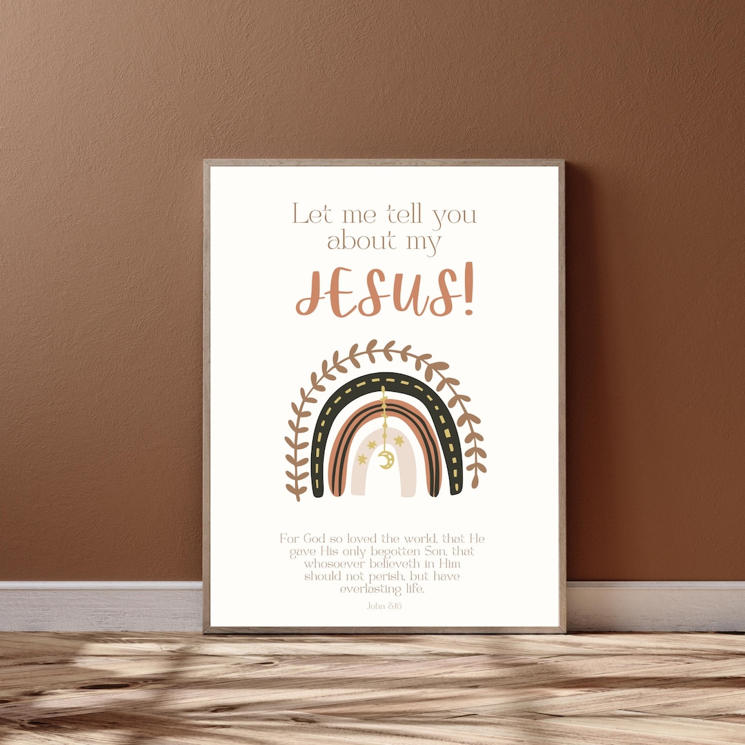 Boho Christian Art Rainbow Artwork Bible Verse Poster|john 3 16 Faith ...
