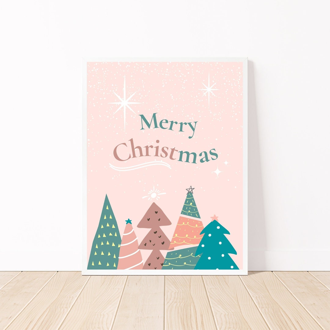 Boho Christmas Tree Pink Christmas Sign |snowflake Printable Holiday ...