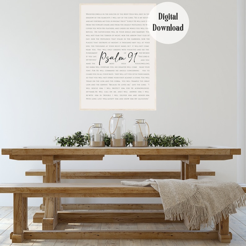 Psalm 91 Printable Bible Verse Signpsalm Wall Artlarge - Etsy
