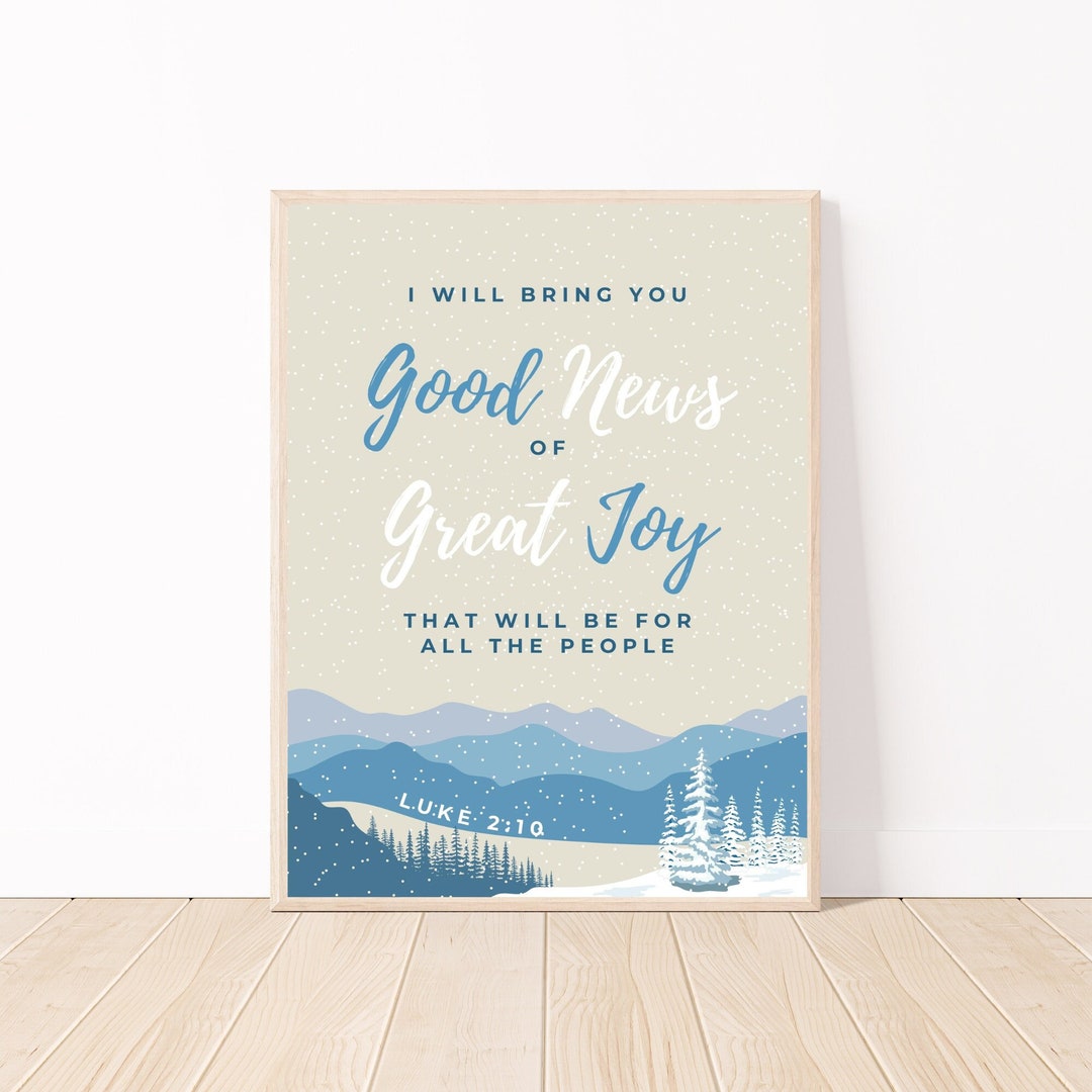 Boho Christmas Print Large Christmas Sign|luke 2 10 Christian Holiday ...