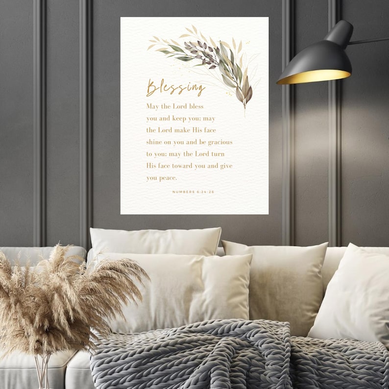 The Blessing Lyrics Wall Art Numbers 6 24 26 Sign Scripture Canvas aaronic Blessingmay the Lord ...