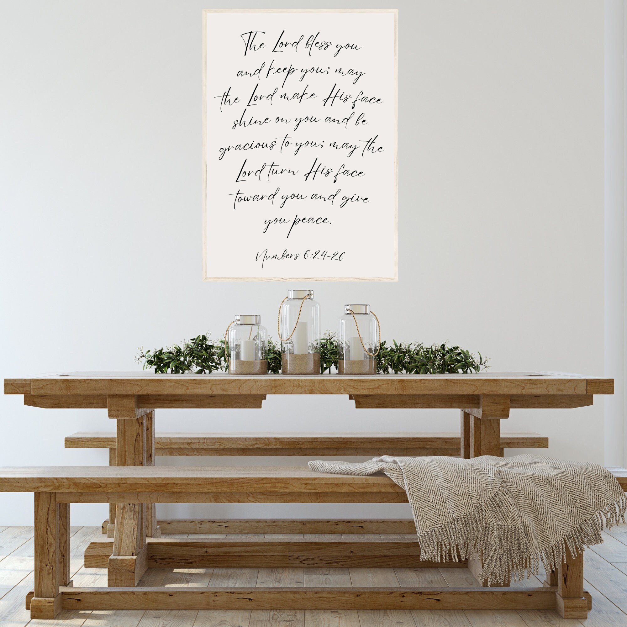 Numbers 6 24 26 Sign Blessing Lyrics Wall Art the Lord Bless You and ...