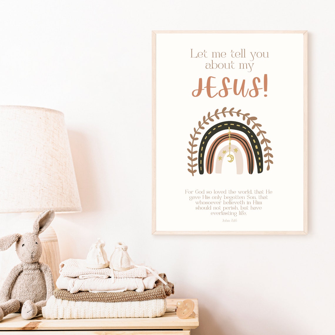 Boho Christian Art Rainbow Artwork Bible Verse Posterjohn 3 - Etsy