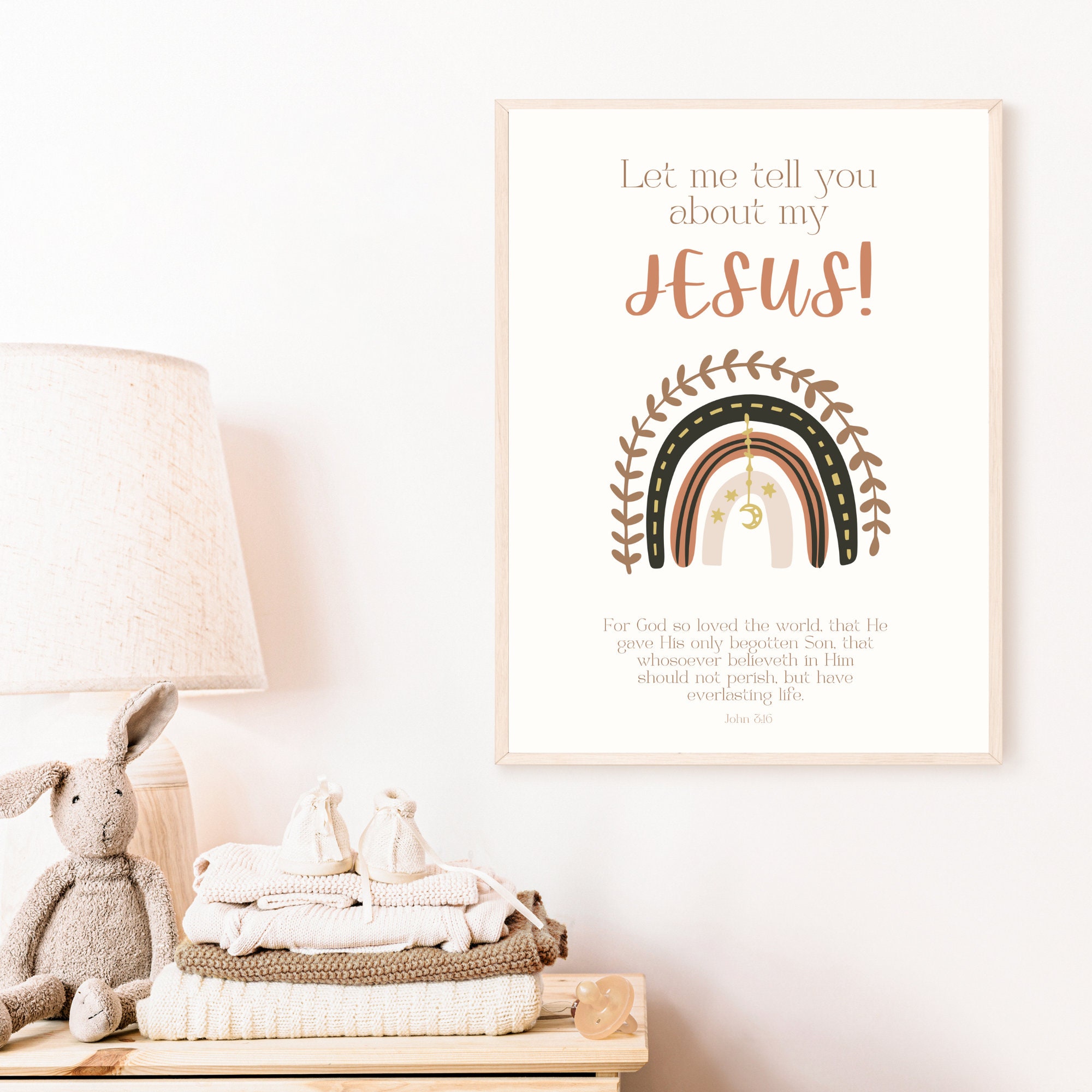 Boho Christian Art Rainbow Artwork Bible Verse Posterjohn 3 - Etsy