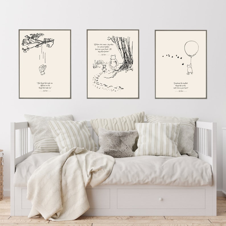 Whinnie the Pooh Classic Pooh Print 3 Piece Wall Art Winnie - Etsy