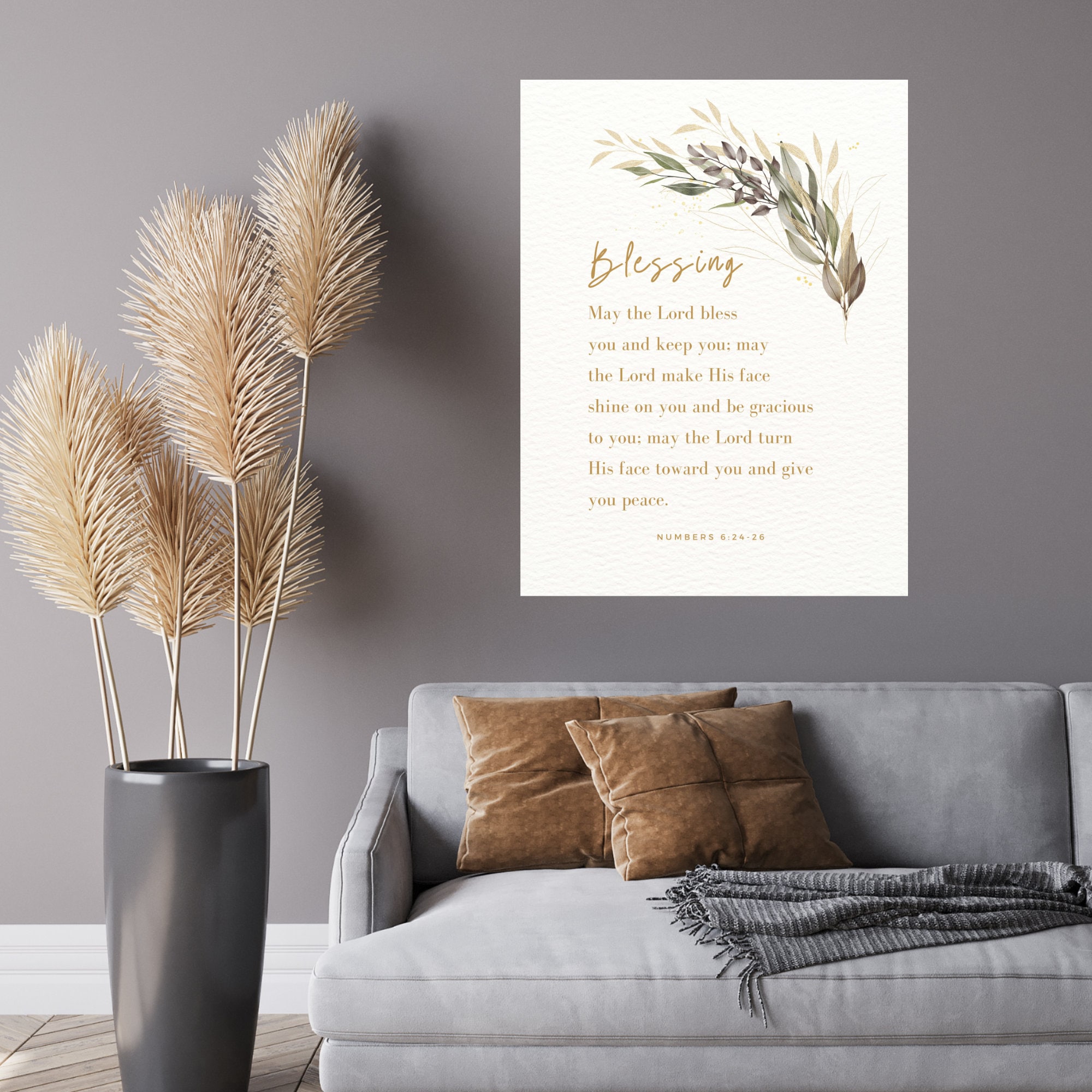 The Blessing Lyrics Wall Art| Numbers 6 24 26 Sign Scripture Canvas ...