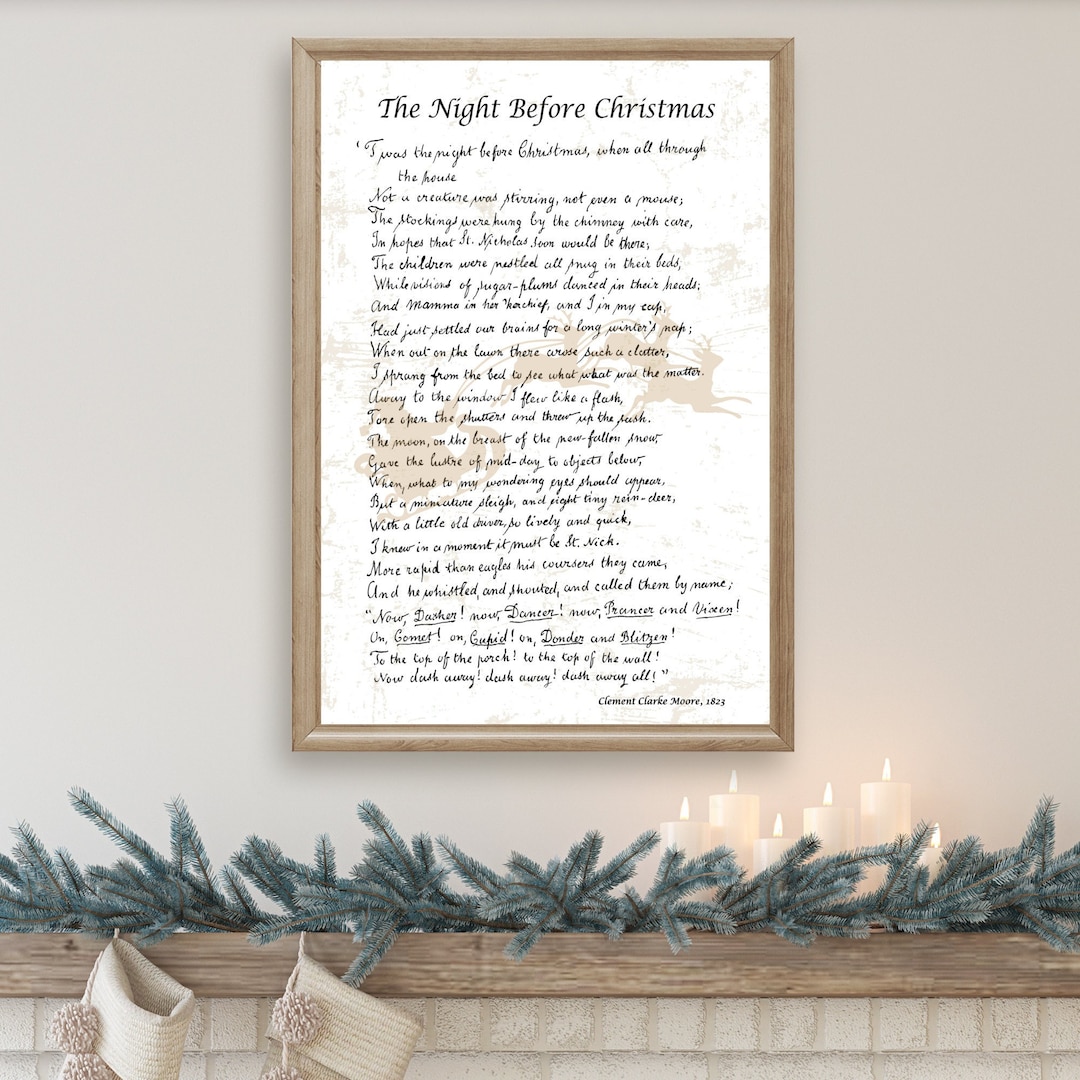 Twas the Night Before Christmas Poem Large Christmas Sign Christmas Eve ...
