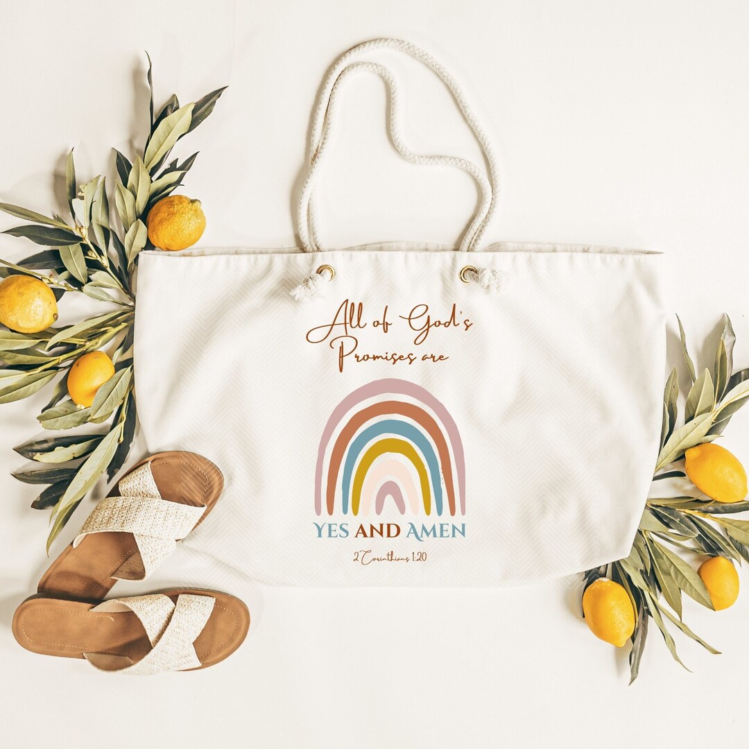 Rainbow Tote Bag God Promise Weekender Bag Women|bible Verse Bag ...
