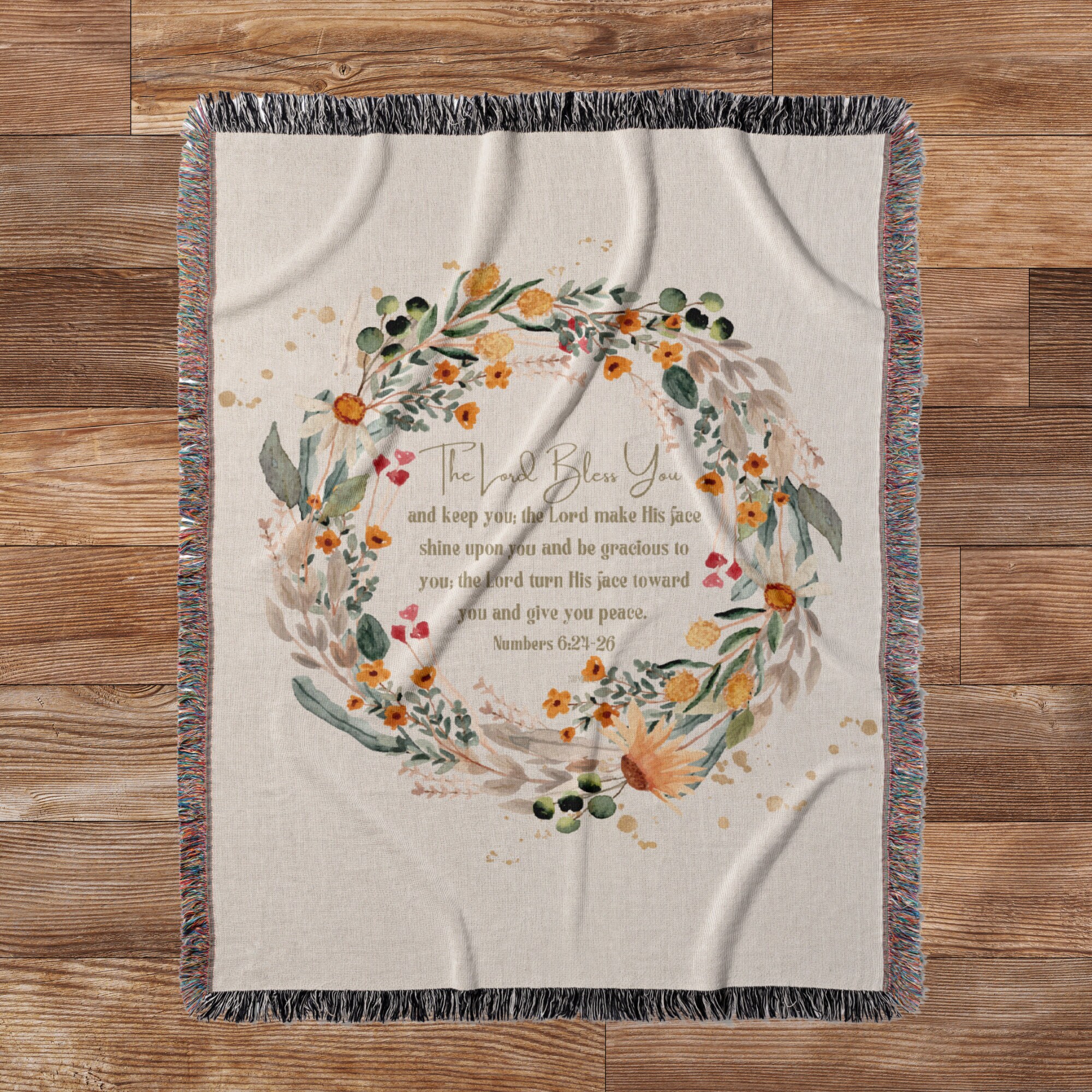 Aaronic Blessing Woven Blanket | Numbers 6:24-26 Botanical Tapestry - Etsy