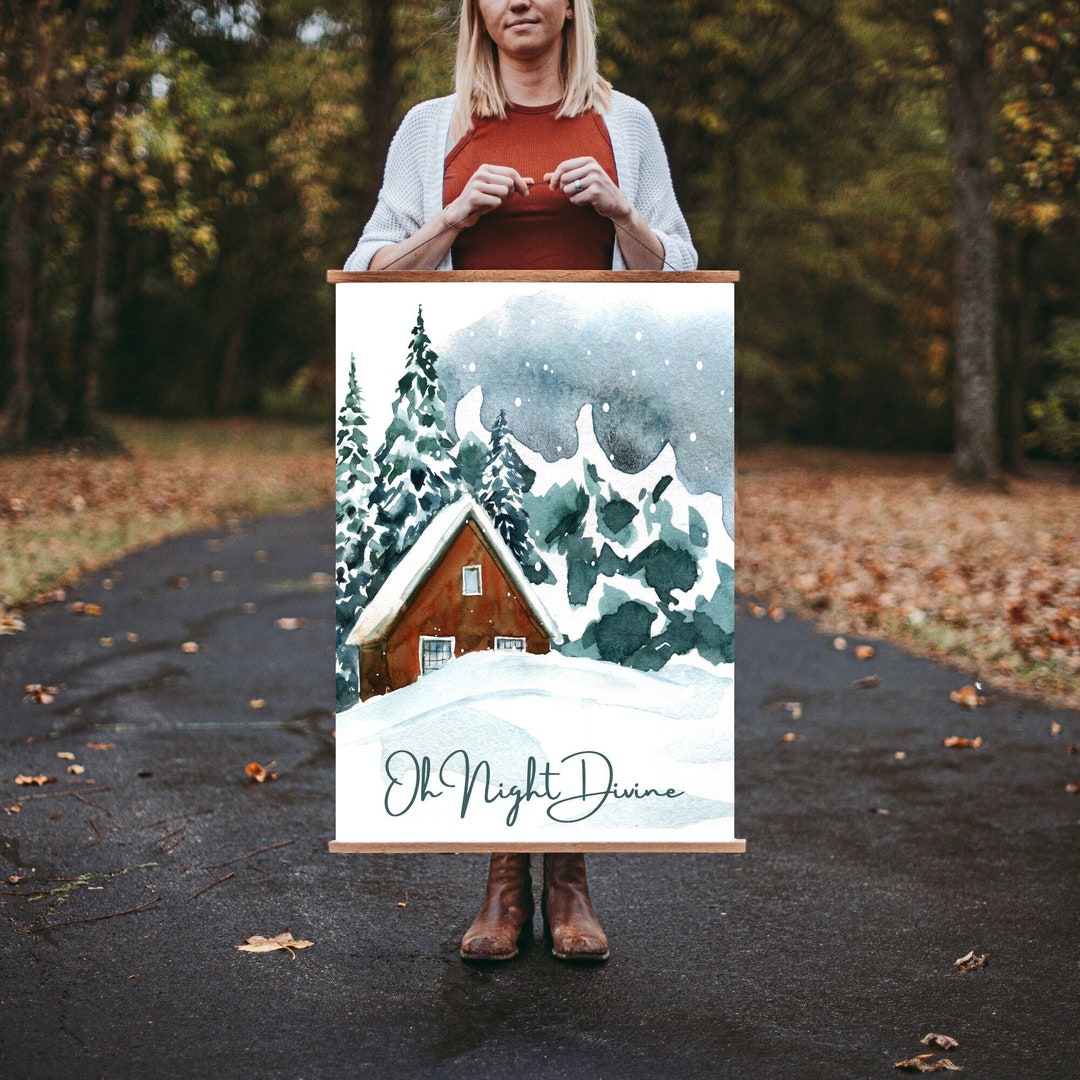O Holy Night Sign Large Christmas Sign |watercolor Winter Holiday Wall ...
