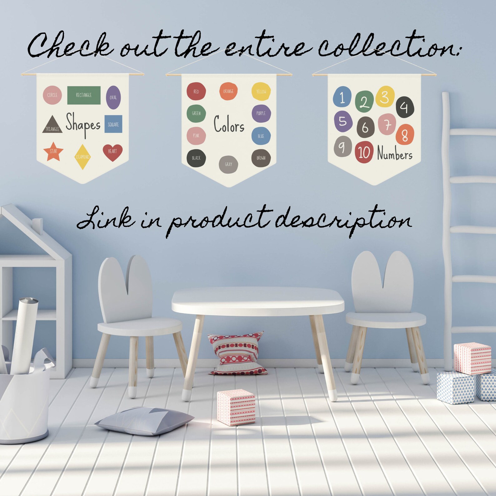 Color Chart Nursery Banner Primary Colors Educational Poster - Etsy