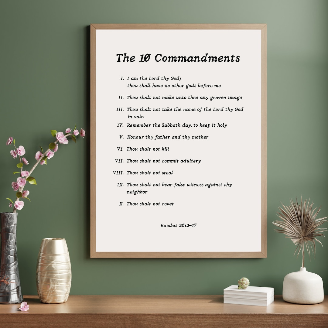 10 Commandments Poster| Exodus 20 Religious Artwork| Christianity Art ...