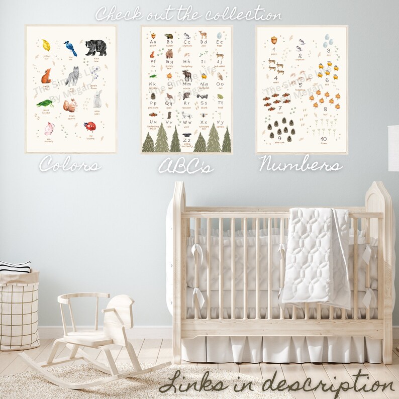 Woodland Animals Color Chart Poster: Primary Colors, Nursery Decor - Etsy