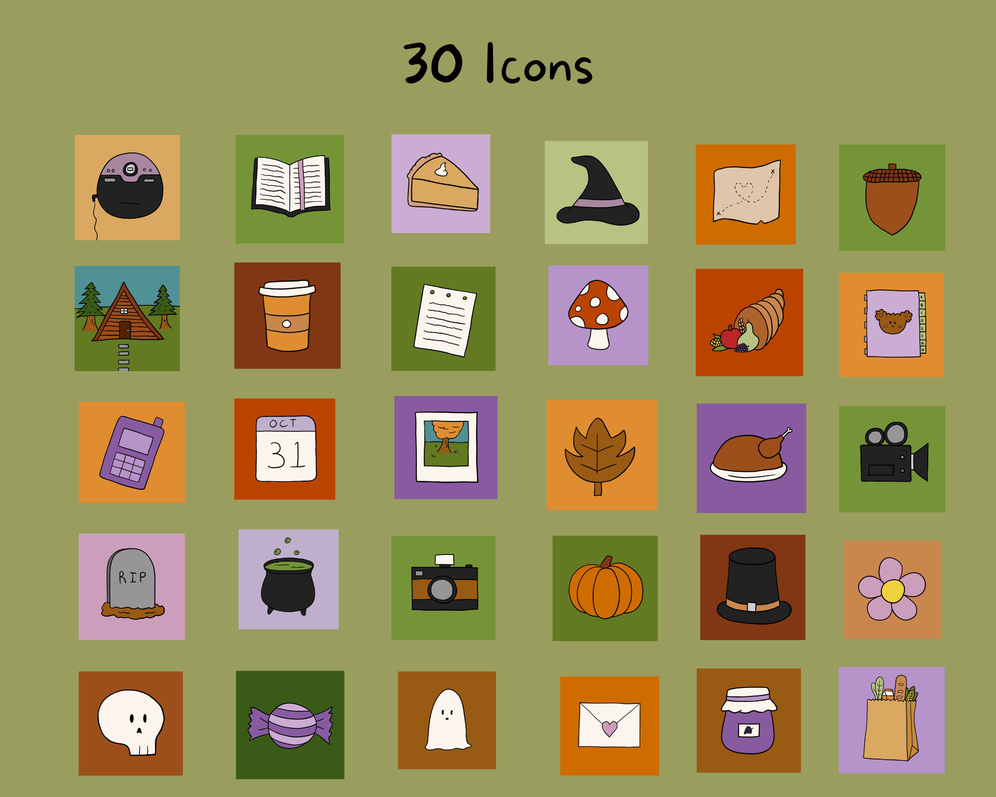 Fall Themed Phone Wallpaper Set, Cute Wallpaper, Cute Icons, Cute ...