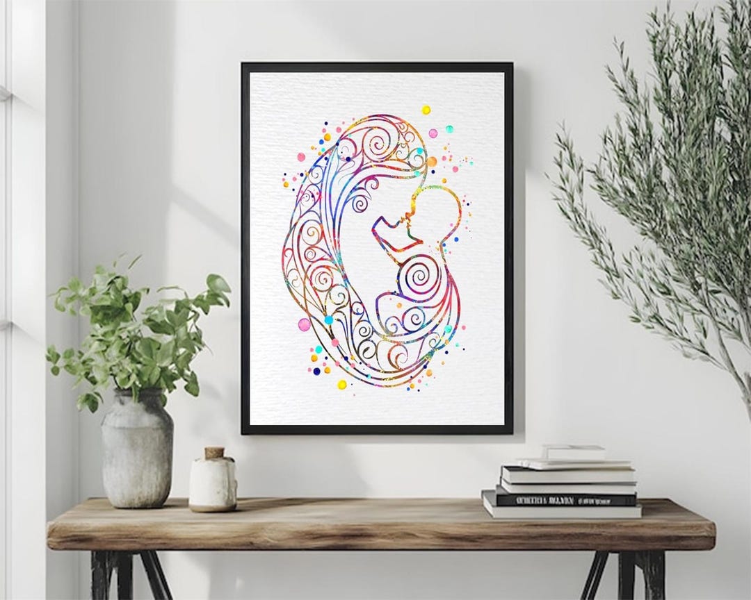 Mother and Baby Breastfeeding Watercolor Art Print Pregnancy ...